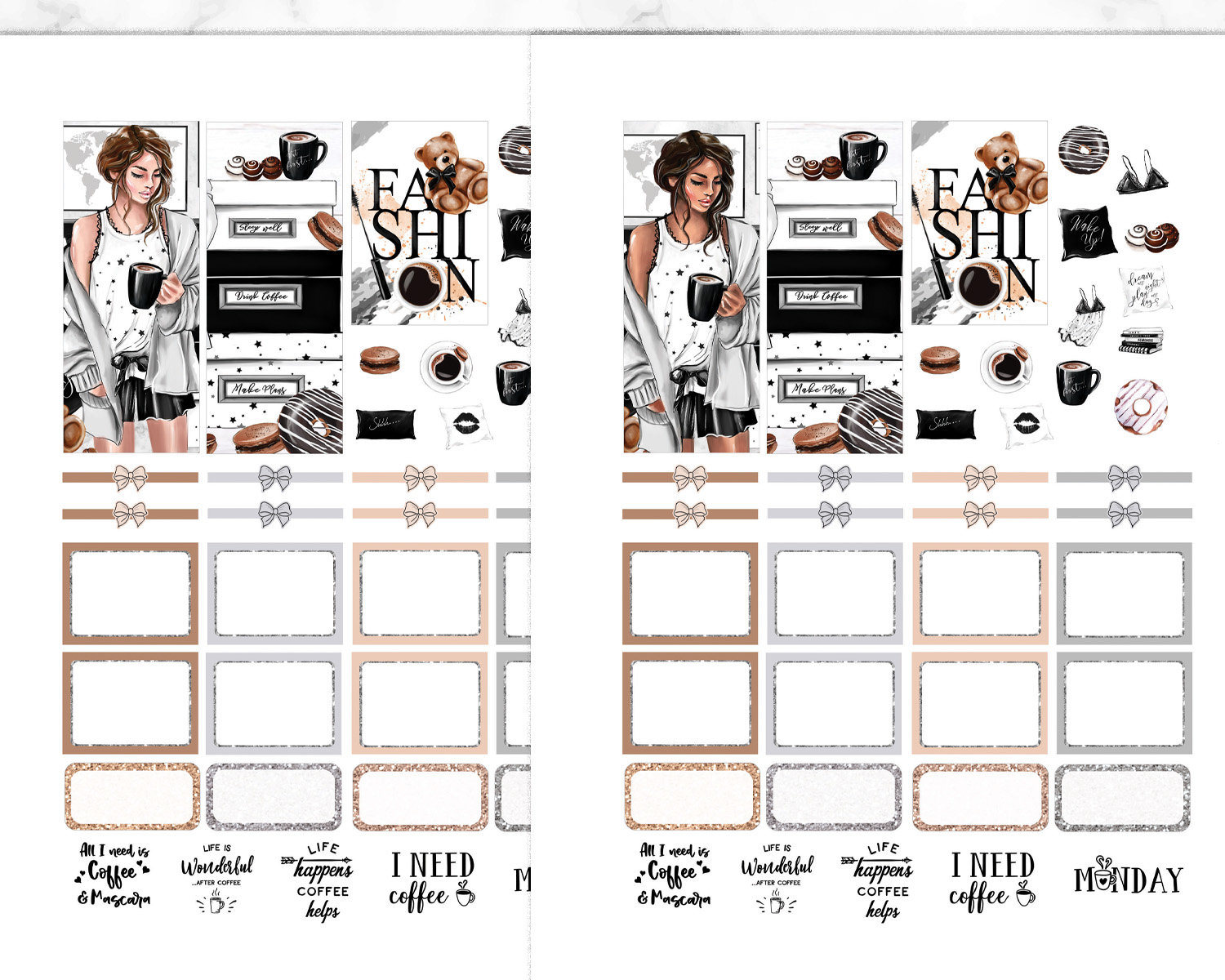 Happy Planner Printable Stickers Monday Coffee Weekly Kit | Etsy