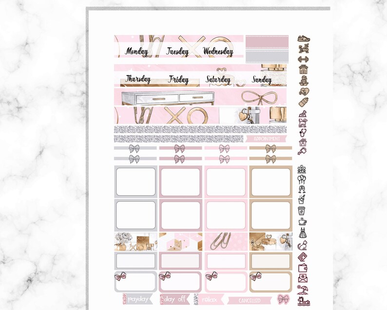 Gold Office Printable Planner Stickers Happy Planner Classic,stationary ...