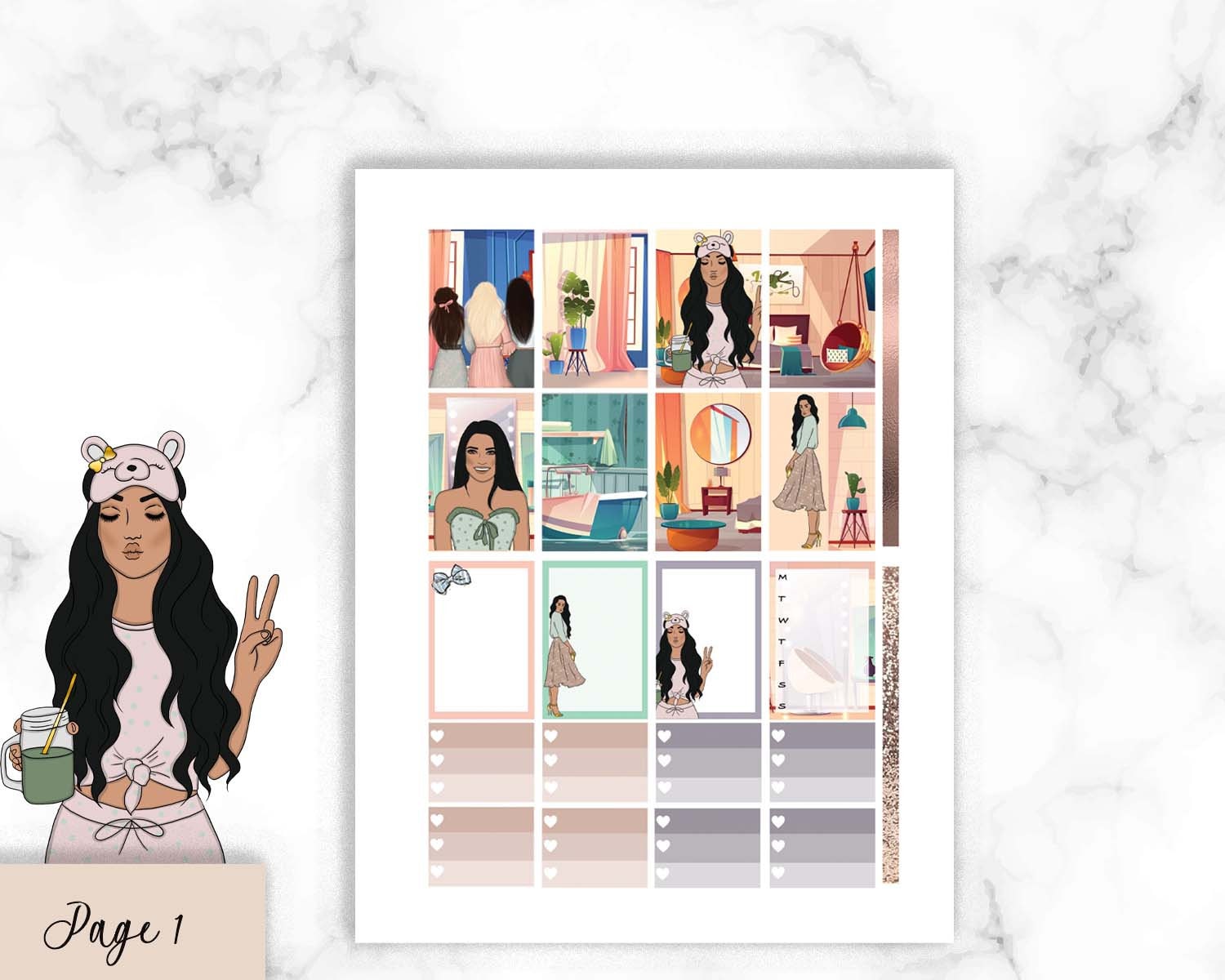 Me Time Happy Planner Stickers Printable MAMBI Weekly Agenda - Etsy