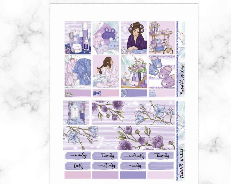 Sleepover printable sticker kit Slumber Party weekly set | Etsy