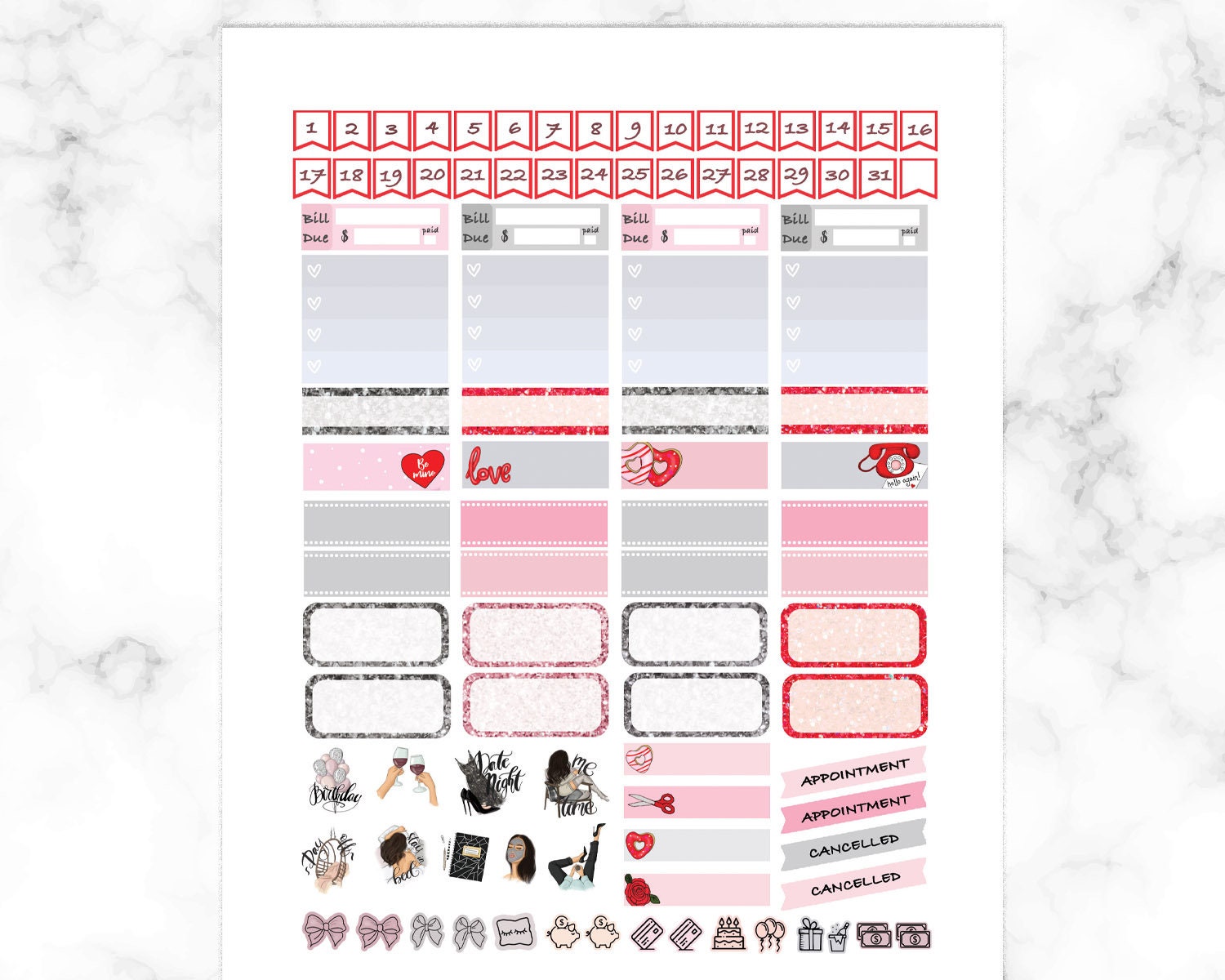 FEBRUARY MONTHLY Kit Printable Erin Condren Valentines Day - Etsy