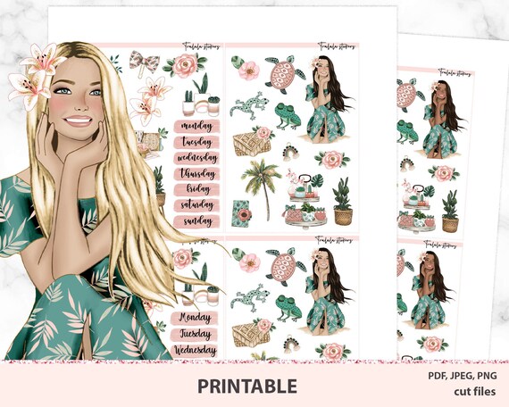 Bullet Journal Stickers Printable ECLP Deco Kit Summer | Etsy