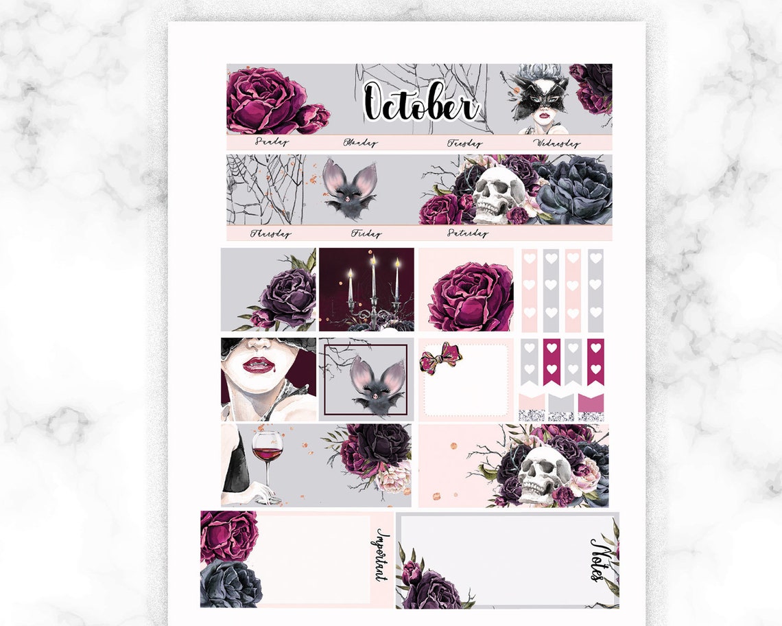 October Monthly Stickers Printable for 2021 ECLP Halloween | Etsy