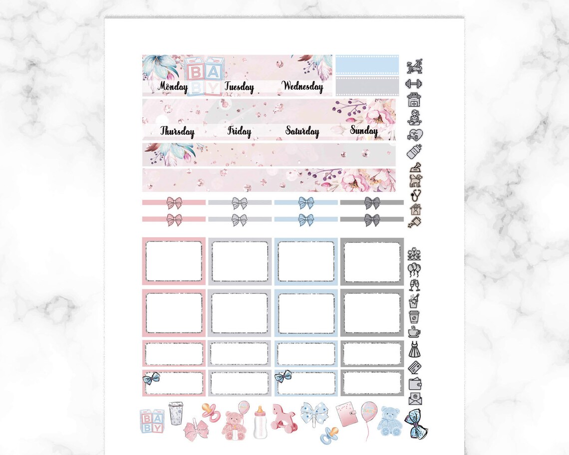 Maternity Printable Planner Stickers for Happy Planner Classic, Mother ...