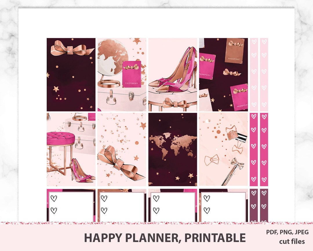Rose Gold Happy Planner Stickers Printable, MAMBI Classic Weekly Kit ...