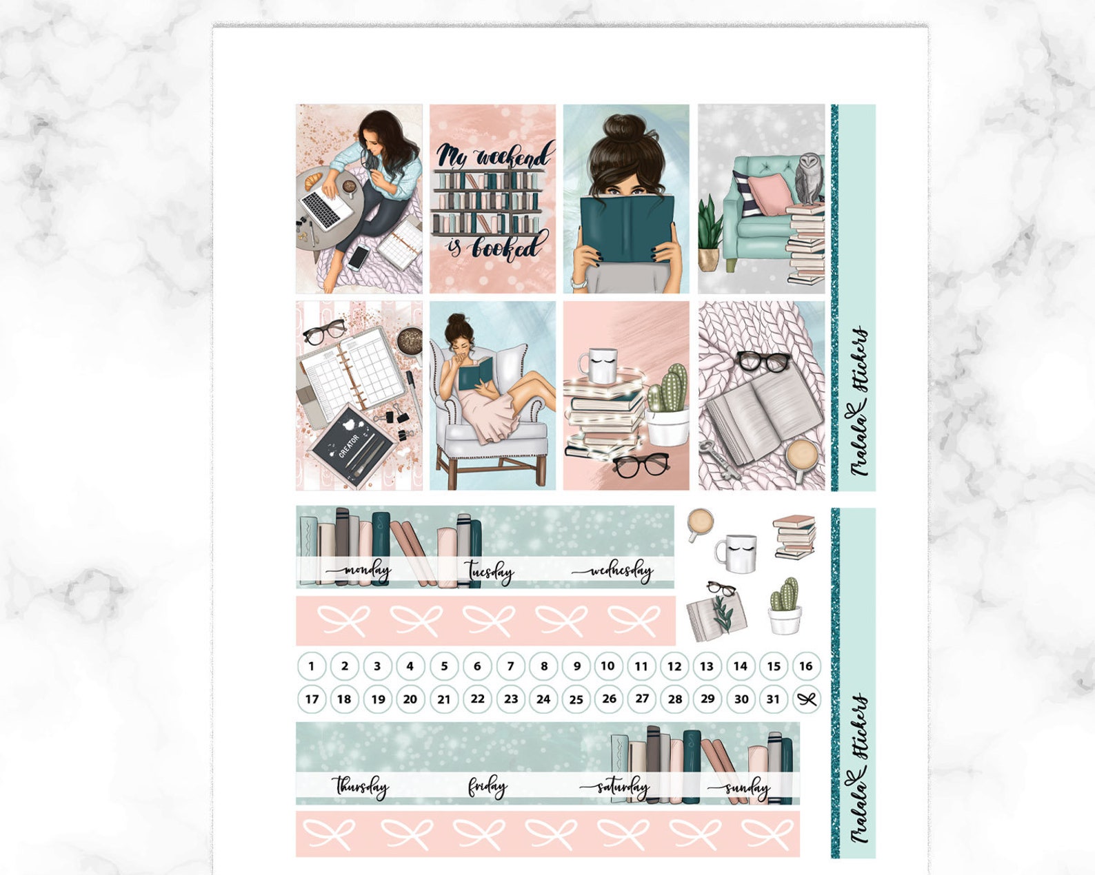 Bookworm Life Happy Planner Printable Planner Stickers, Printable ...