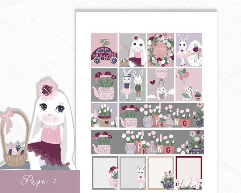 Easter Planner Stickers Printable, Bunny Weekly Kit, Pastel Colours ...