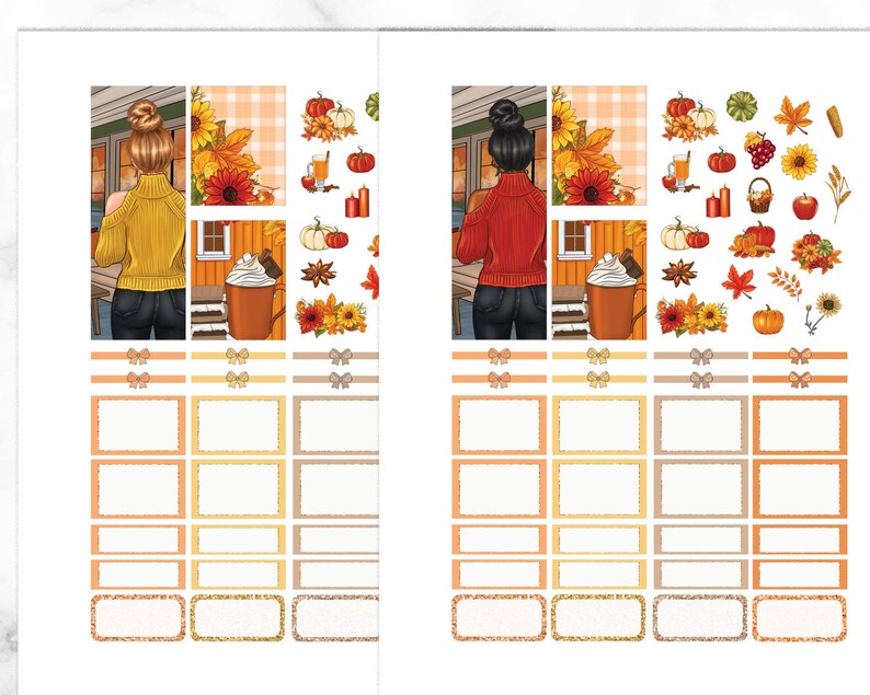 Happy Fall Printable Planner Stickers, Erin Condren Weekly Kit, Notepad ...