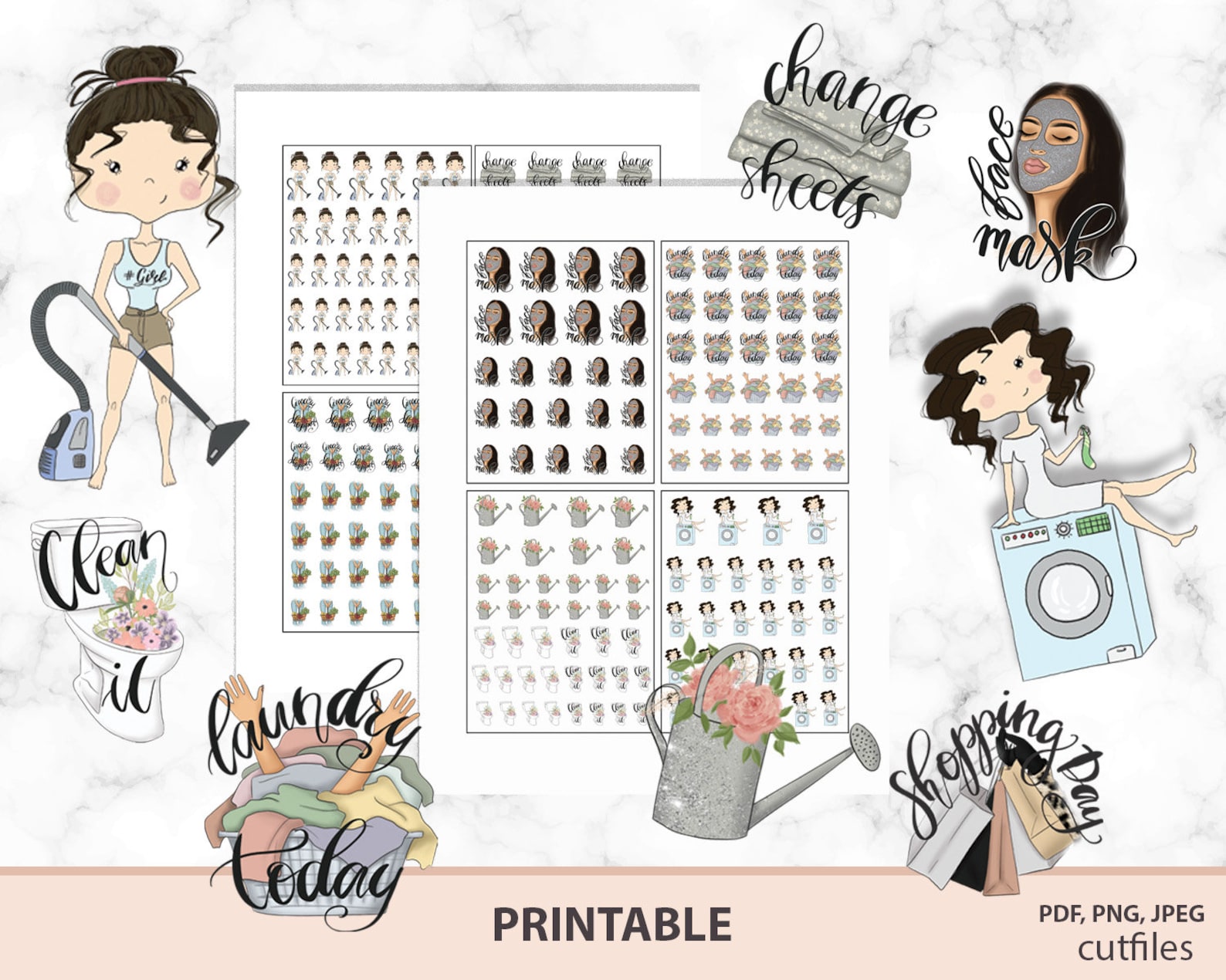Printable Planner Stickers House Chores Cleaning Laundry - Etsy