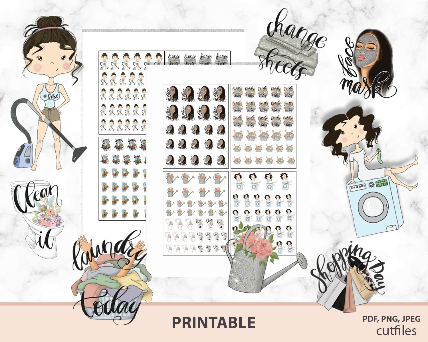 Printable Planner Stickers House Chores Cleaning Laundry - Etsy