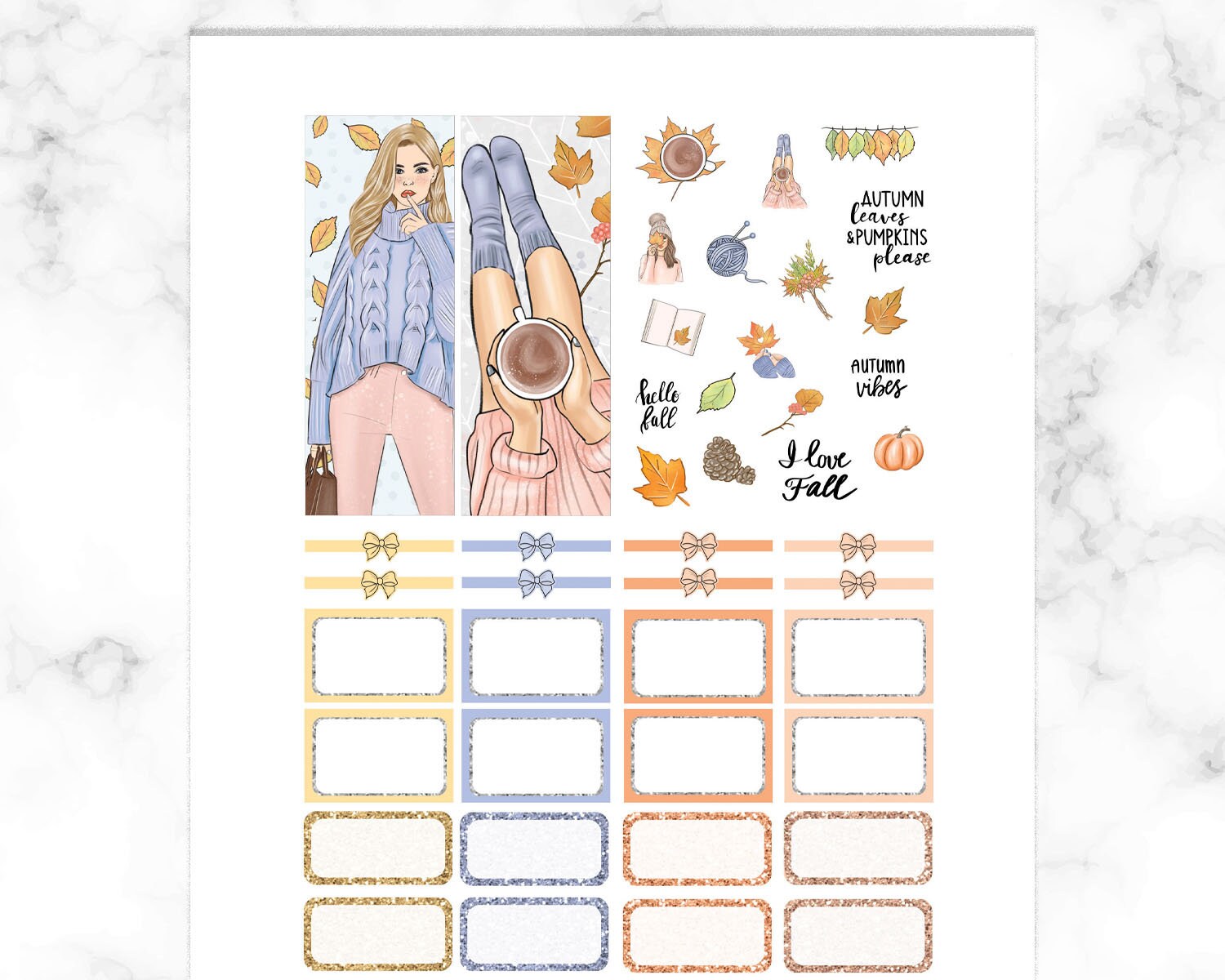 Fall Leaves Printable Planner Stickers Erin Condren Printable | Etsy