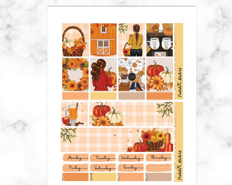 Happy Fall Printable Planner Stickers Erin Condren Weekly | Etsy