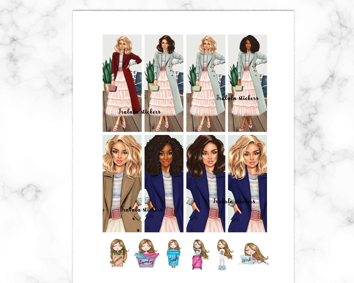 Fashion Girls Stickers Printable Kit for Happy Planner Classic ...