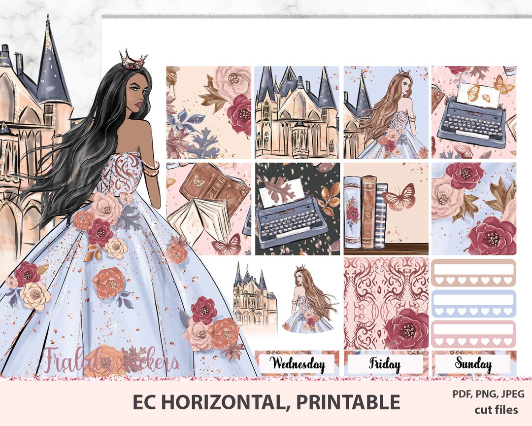 Autumn Princess Erin Condren Printable Stickers, Bloomsical Stickers ...