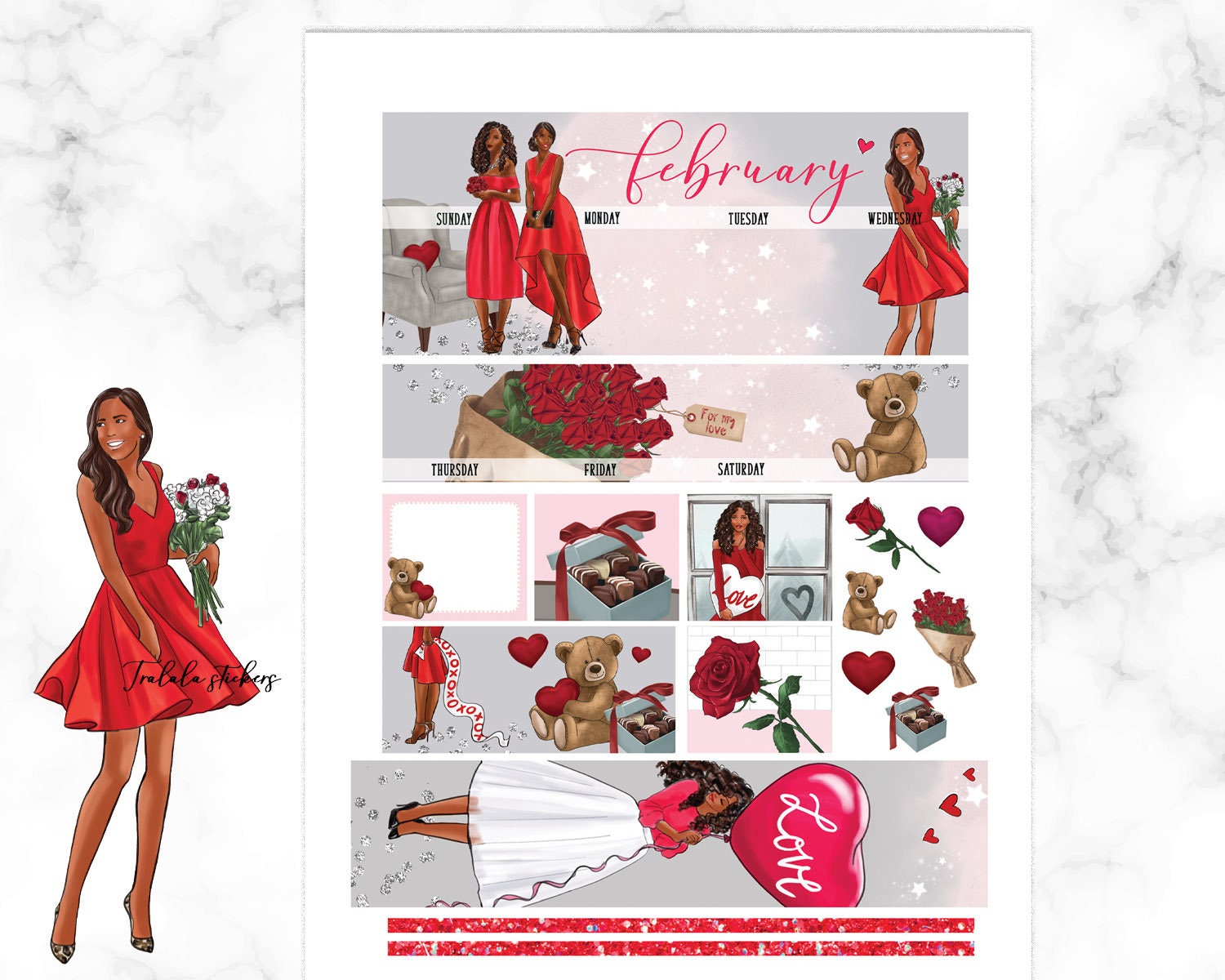 FEBRUARY MONTHLY Kit Printable Erin Condren, Valentines Day Planner ...
