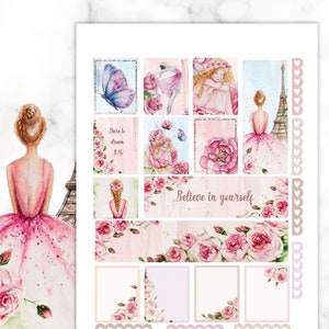 GIRL in Paris Printable Planner Stickers, Hand Pained Watercolor Set ...