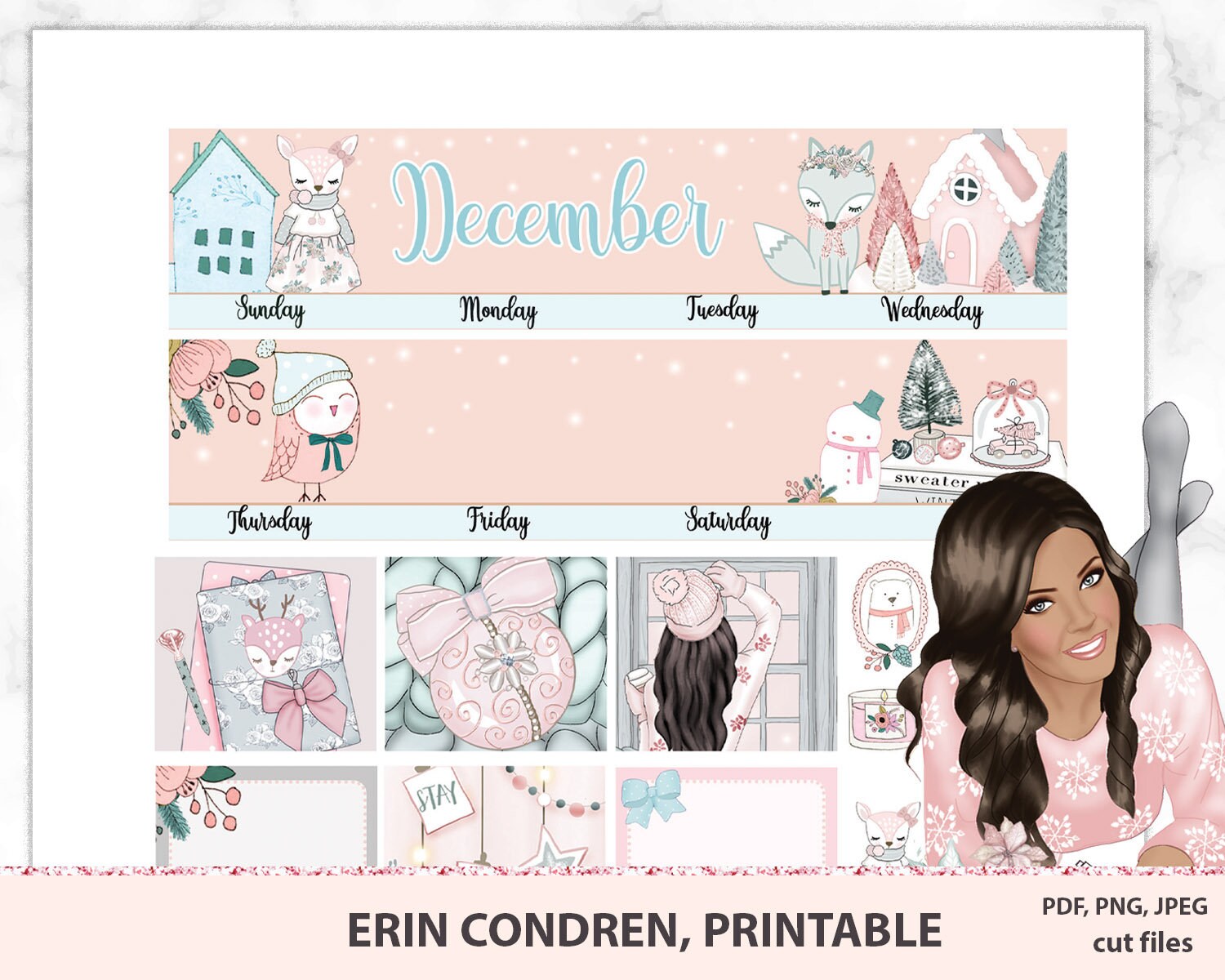 December Monthly Sticker Kit Printable Erin Condren Life Planner ...