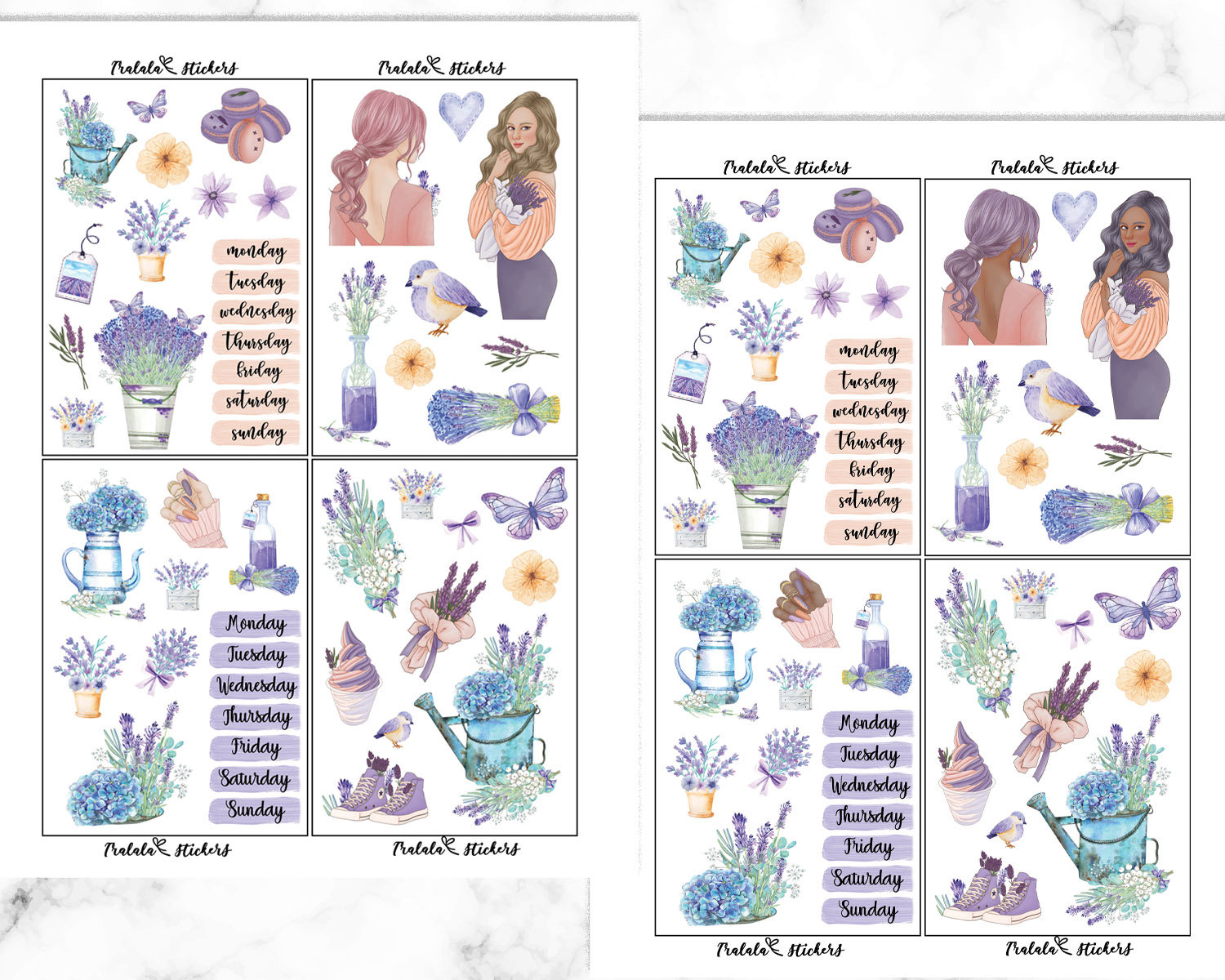 Journal Printable Stickers, Blue and Purple Flowers, Decorative Kit for ...