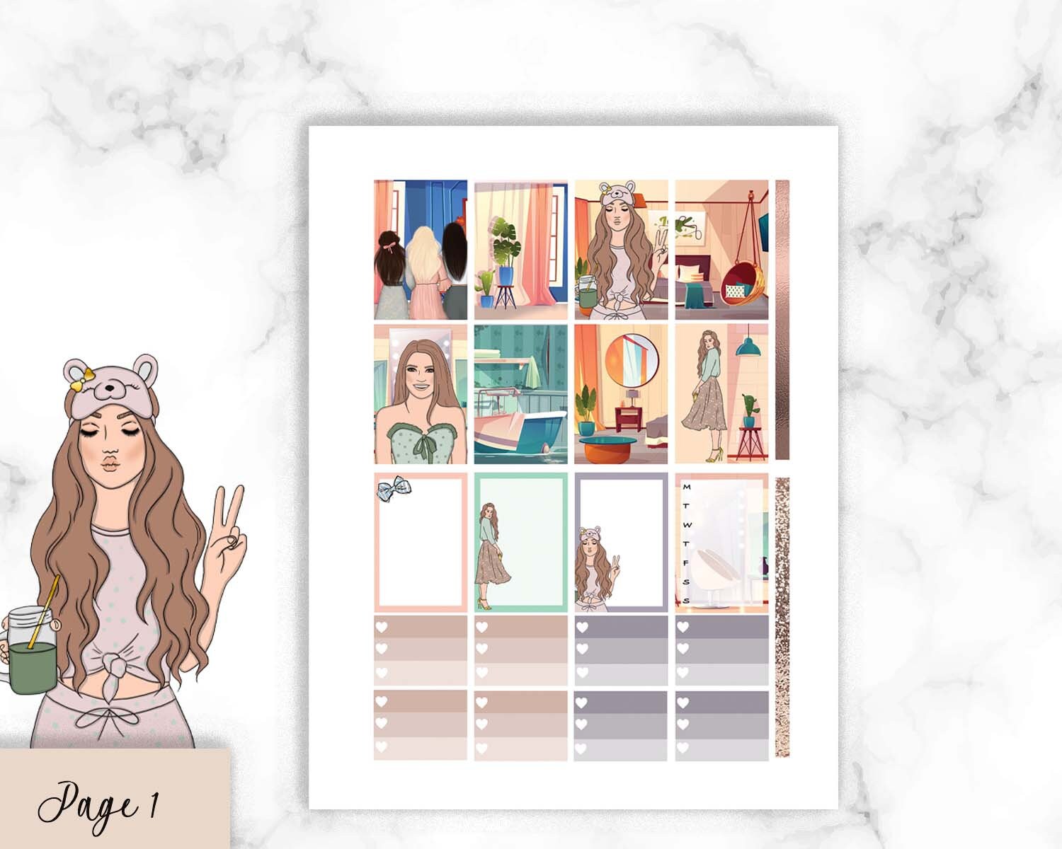 Me Time Happy Planner Stickers Printable MAMBI Weekly Agenda - Etsy