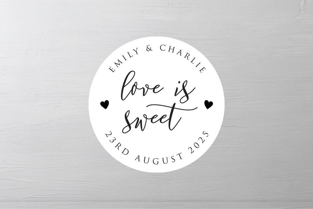 Love is Sweet Personalised Stickers, Wedding Favour Labels, Gift Bags ...