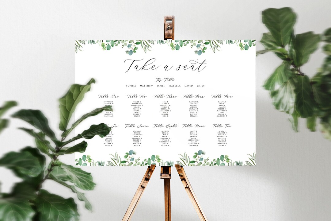 Eucalyptus Wedding Seating Plan, Wedding Seating Chart, Eucalyptus ...