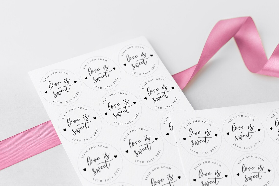Love is Sweet Personalised Stickers Wedding Favour Labels for - Etsy