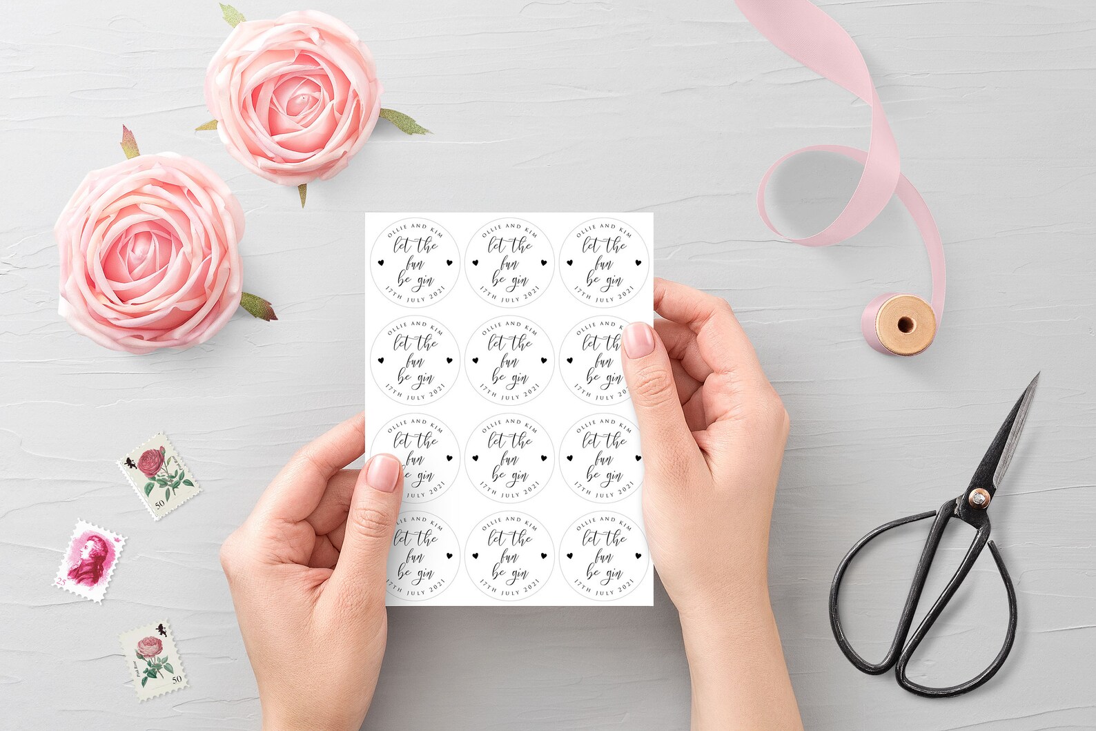 Let The Fun Be Gin Personalised Stickers Wedding Favour | Etsy