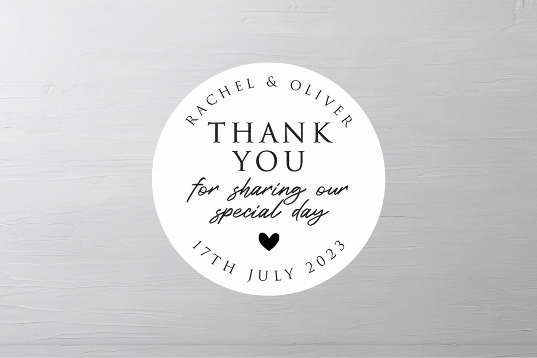 Thank You for Sharing Our Special Day Personalised Stickers, Custom ...