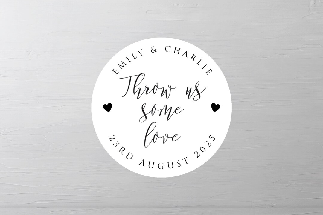Throw Us Some Love Personalised Wedding Stickers, Custom Wedding Favour ...