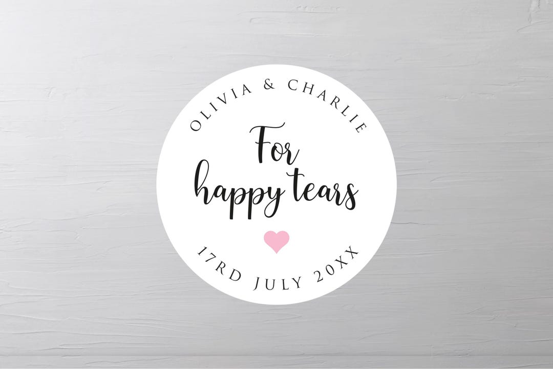 For Happy Tears Stickers, Custom Wedding Favour Labels, Tissue Packet ...