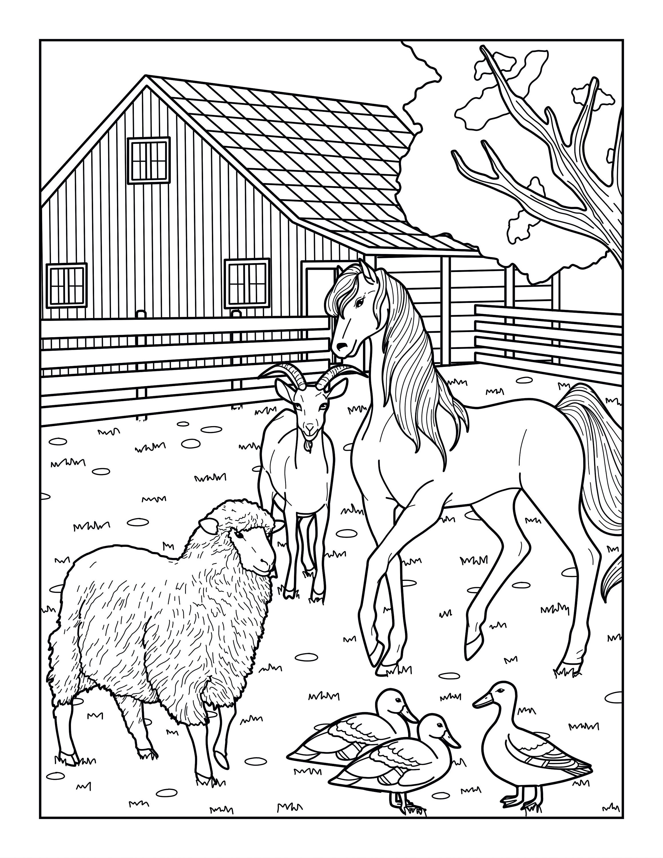 On the Farm-part I, Coloring Pages for Adults, 22 Printable Coloring ...