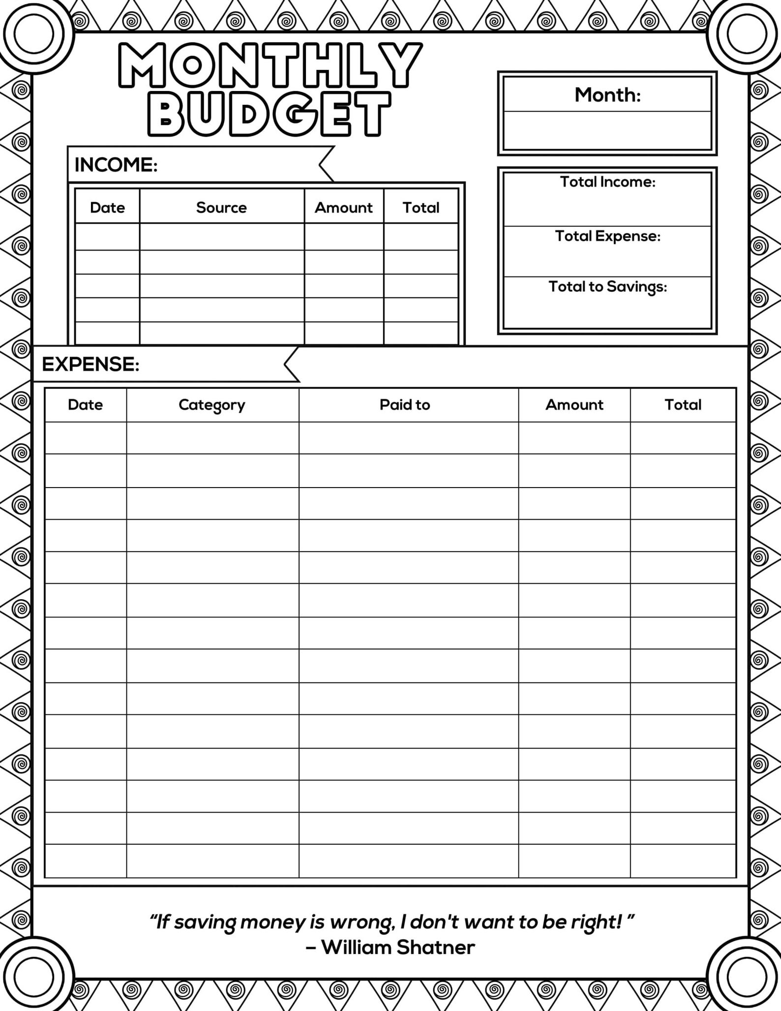 Budget Coloring Planner, Budget Planner Printable, Instant Download PDF ...