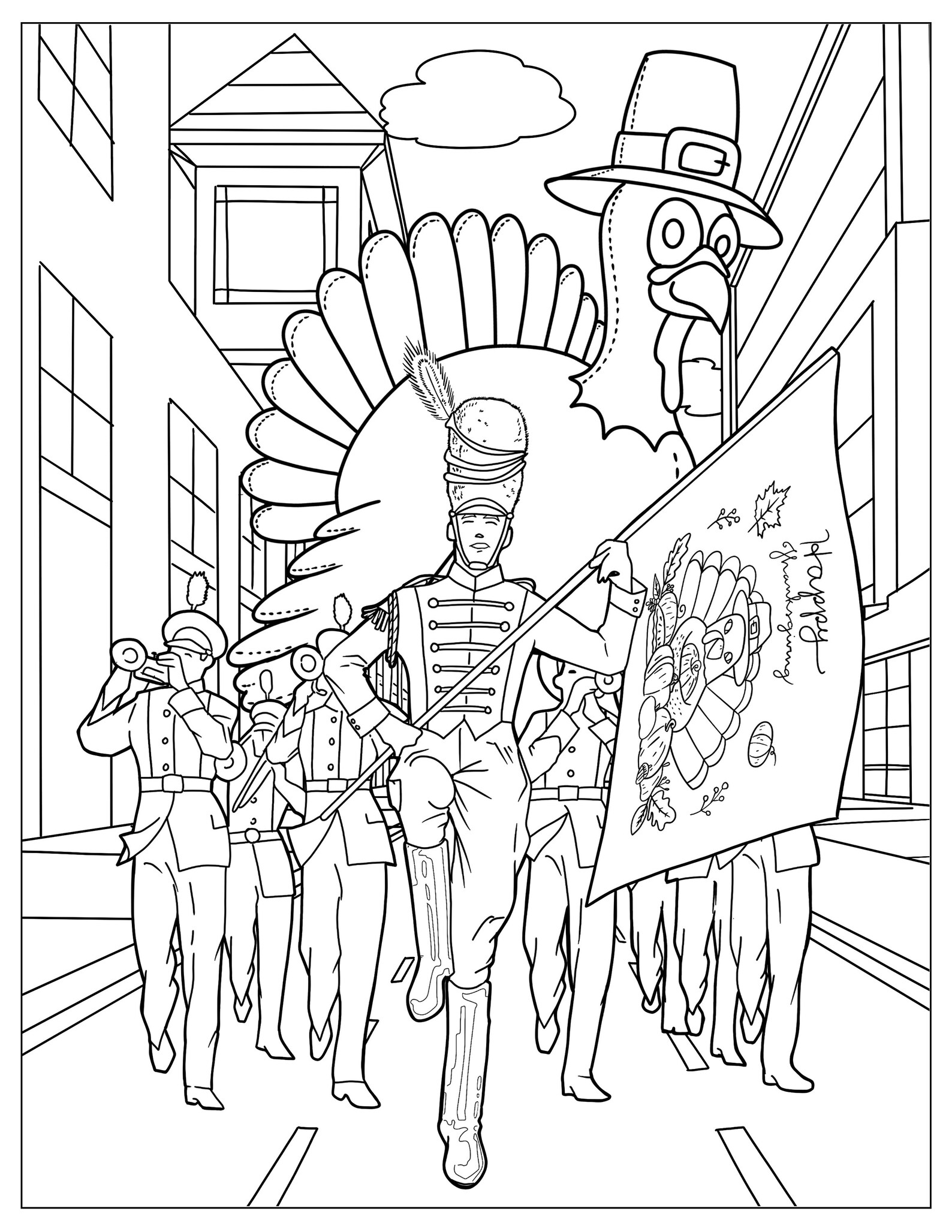 Thanksgiving Parade, Coloring Pages for Adults, 20 Printable Coloring ...