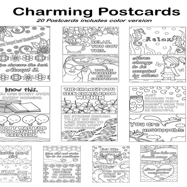 Coloring Postcards - Etsy