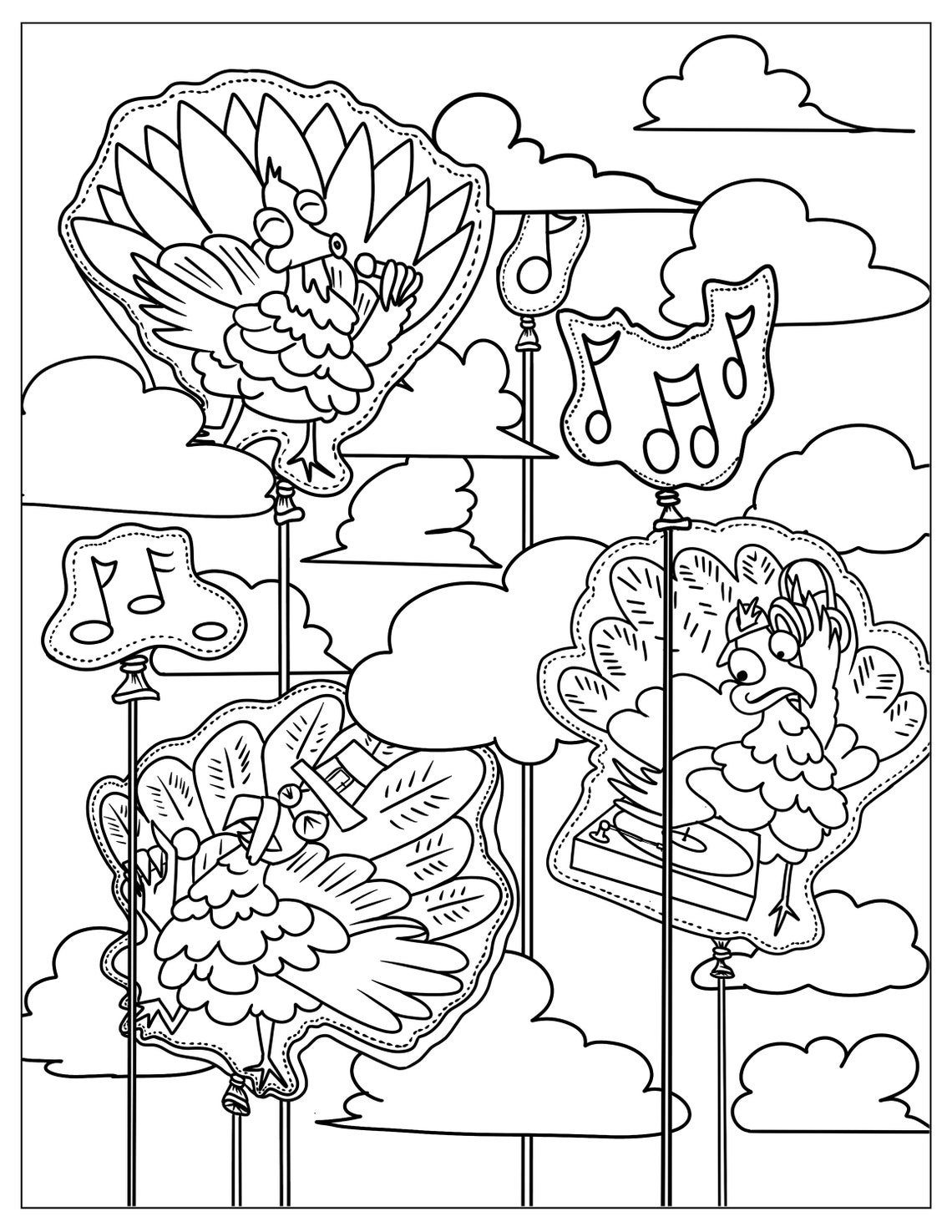 Thanksgiving Parade, Coloring Pages for Adults, 20 Printable Coloring ...