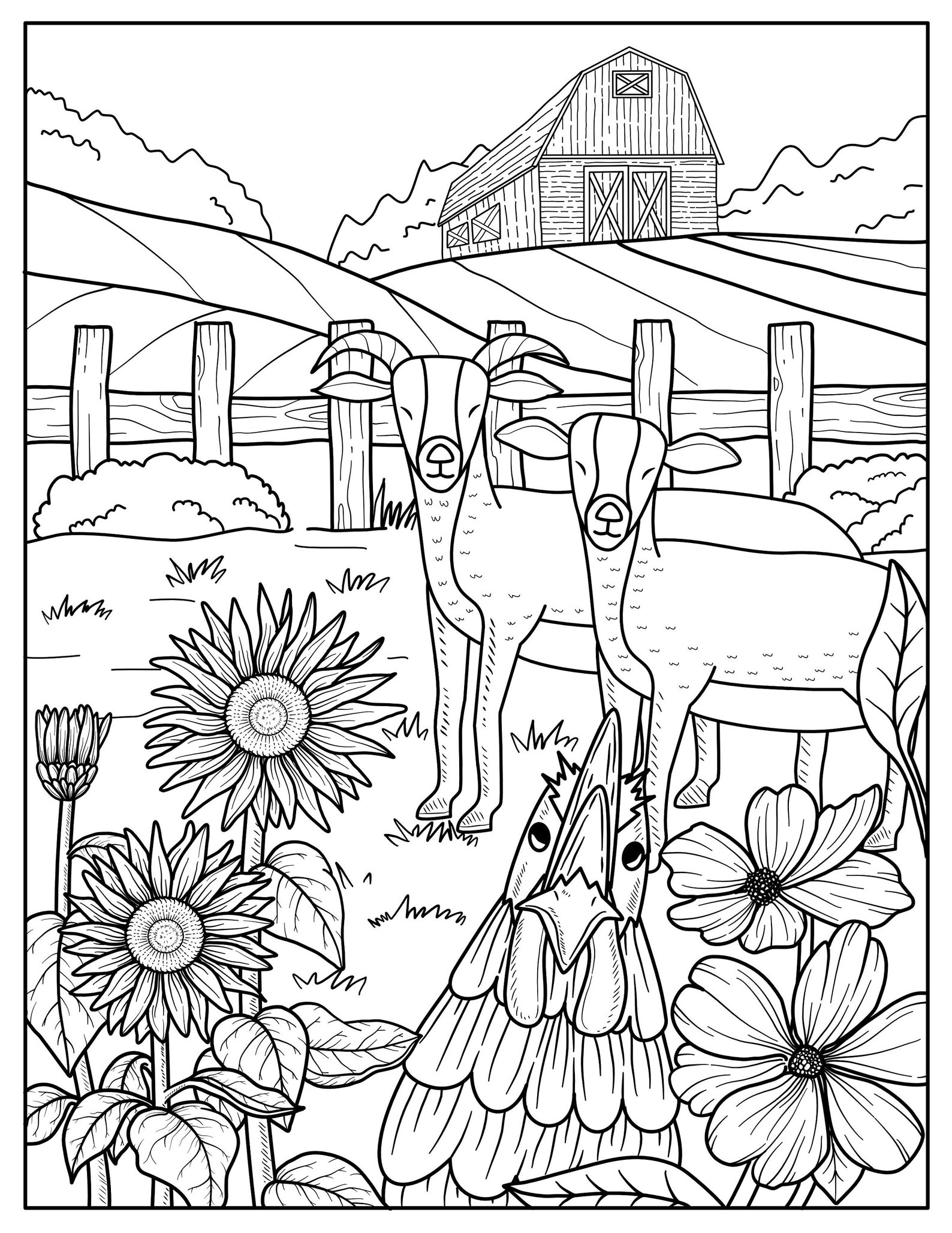 On the Farm-part I, Coloring Pages for Adults, 22 Printable Coloring ...