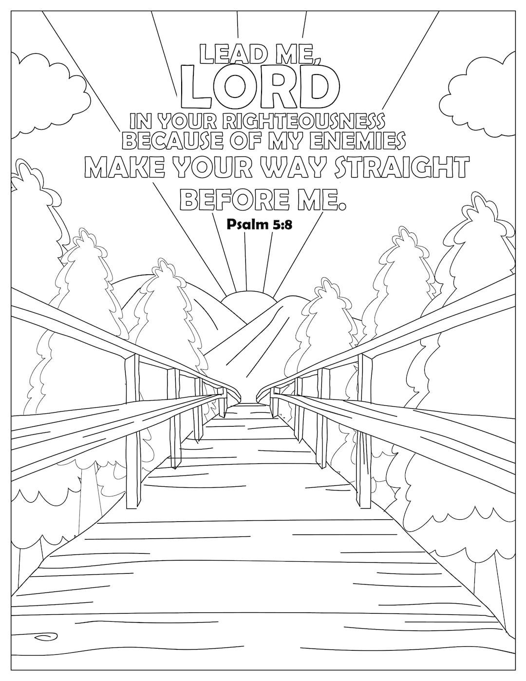 Psalm 5:8, Coloring Pages for Adults, 1 Printable Coloring Page ...