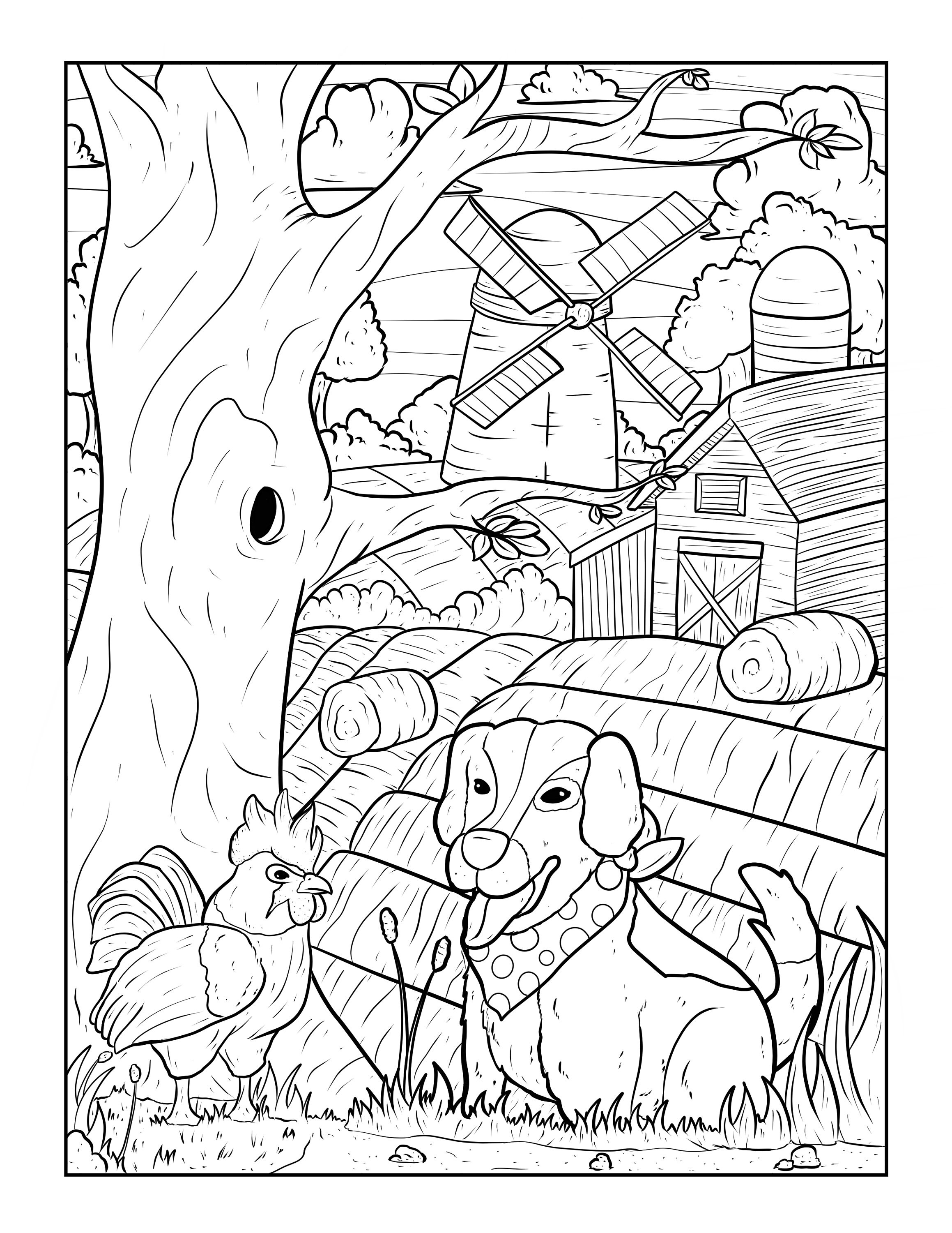 On the Farm-part I, Coloring Pages for Adults, 22 Printable Coloring ...