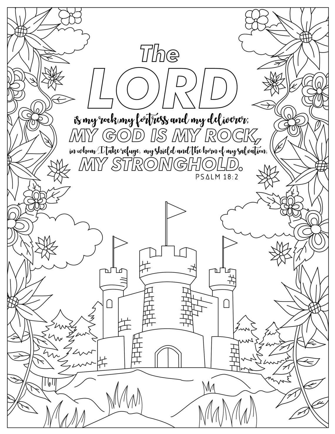 Psalm 18:2, Coloring Pages for Adults, 1 Printable Coloring Page ...