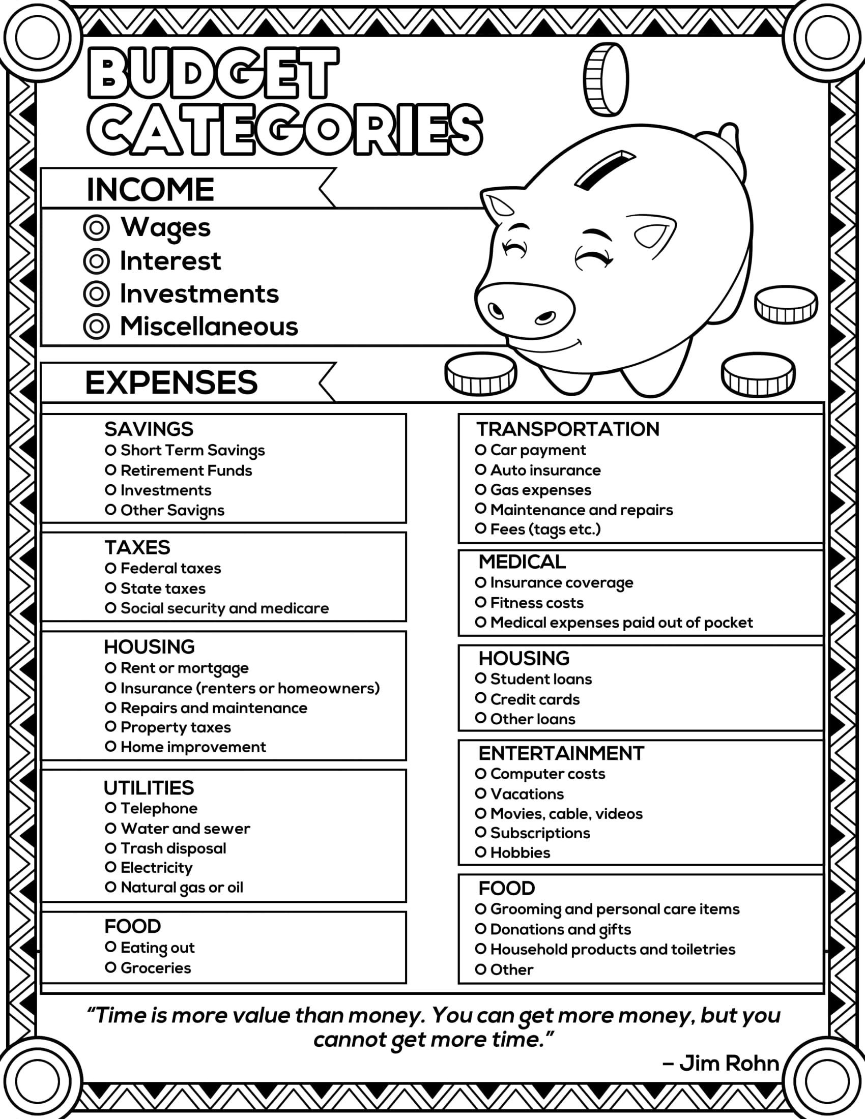 Budget Coloring Planner, Budget Planner Printable, Instant Download PDF ...