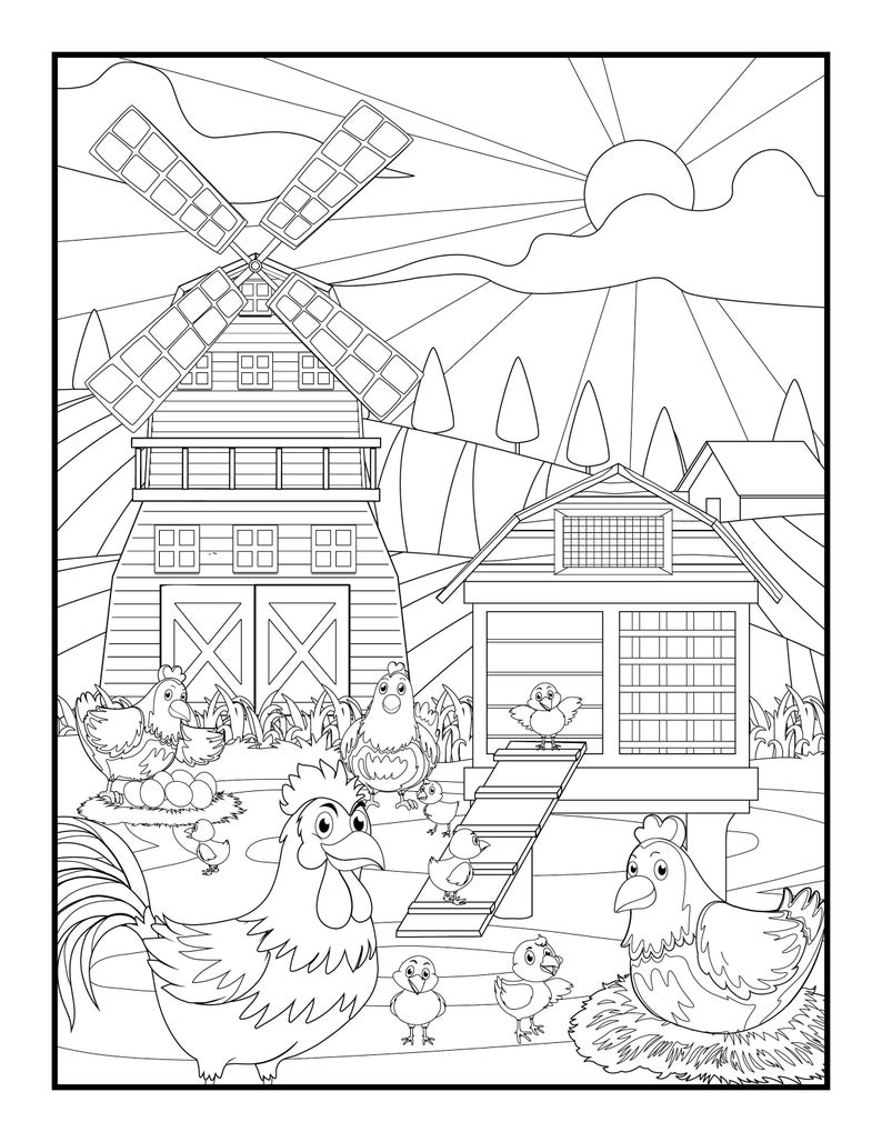 On the Farm-part II Coloring Pages for Adults, 22 Printable Coloring ...