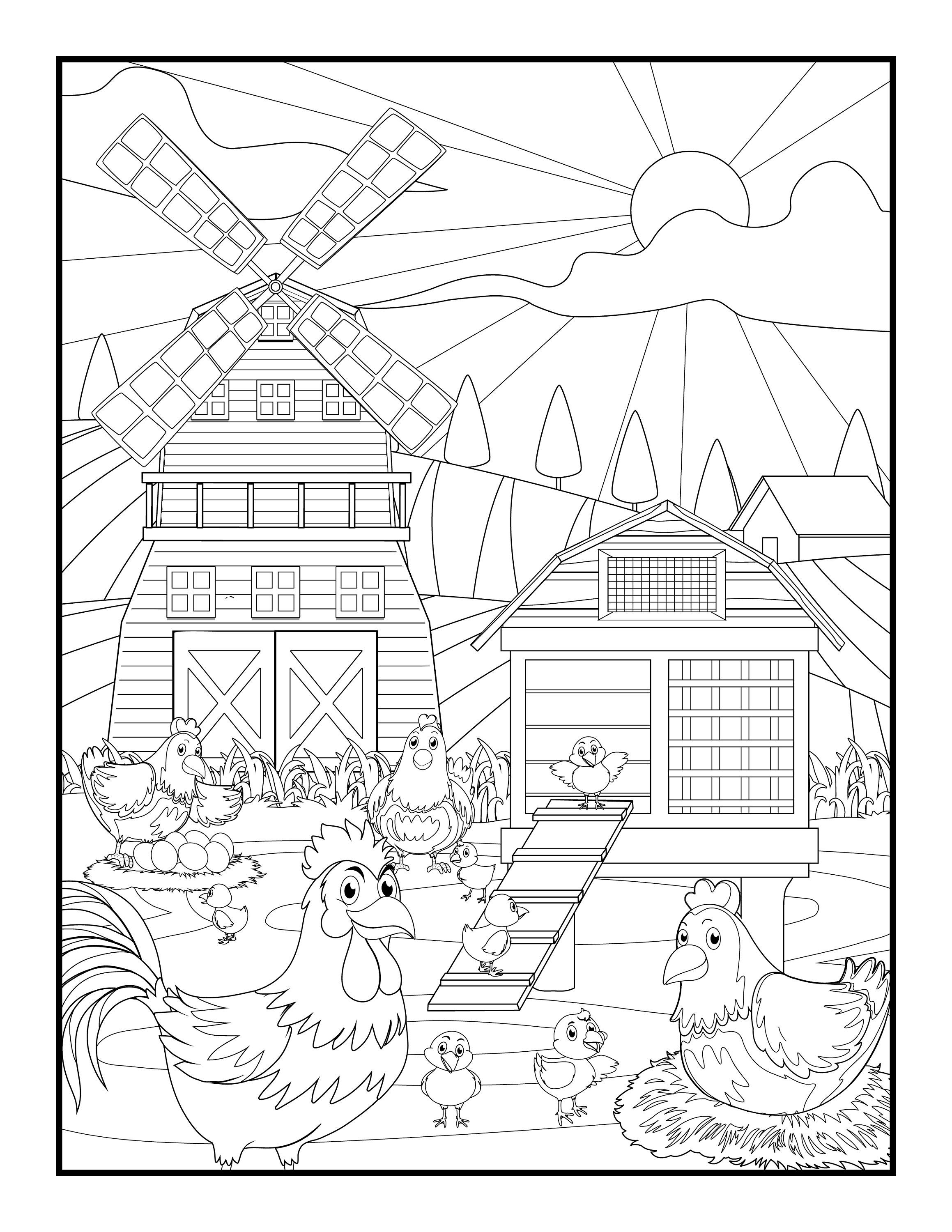 On the Farm-part II Coloring Pages for Adults, 22 Printable Coloring ...