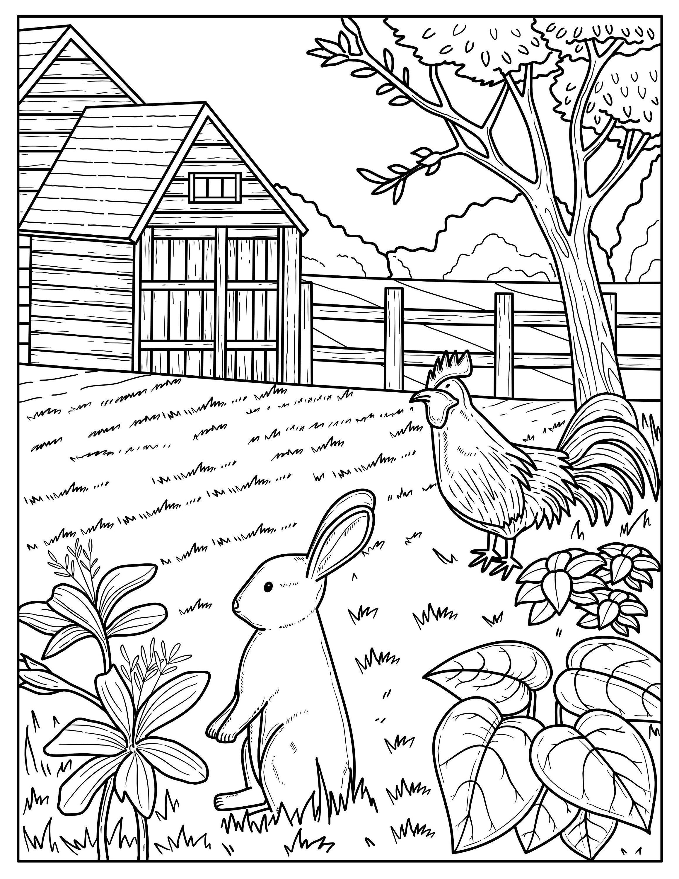 On the Farm-part I, Coloring Pages for Adults, 22 Printable Coloring ...