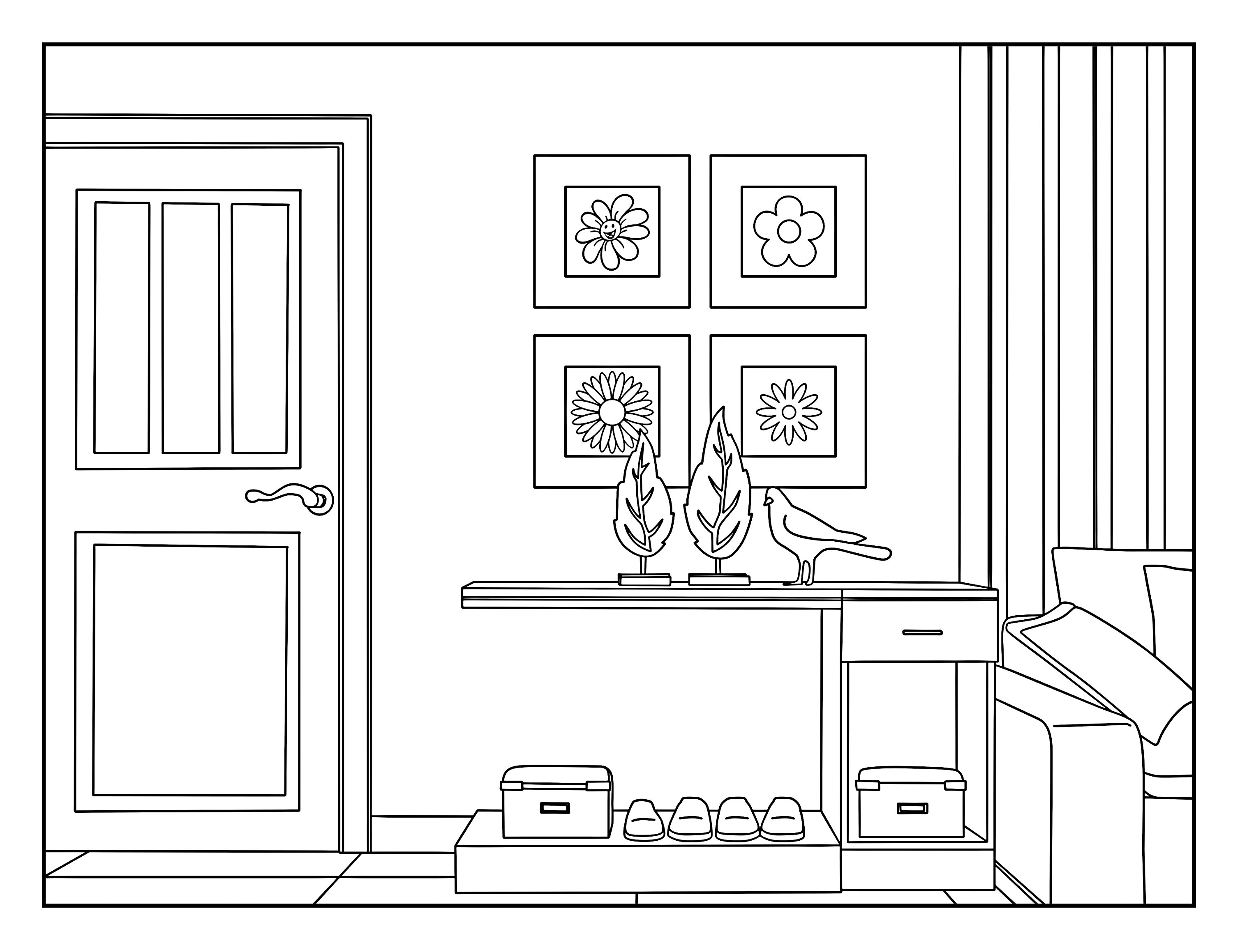 Entry (around the House) , Coloring Pages for Adults, 1 Printable ...