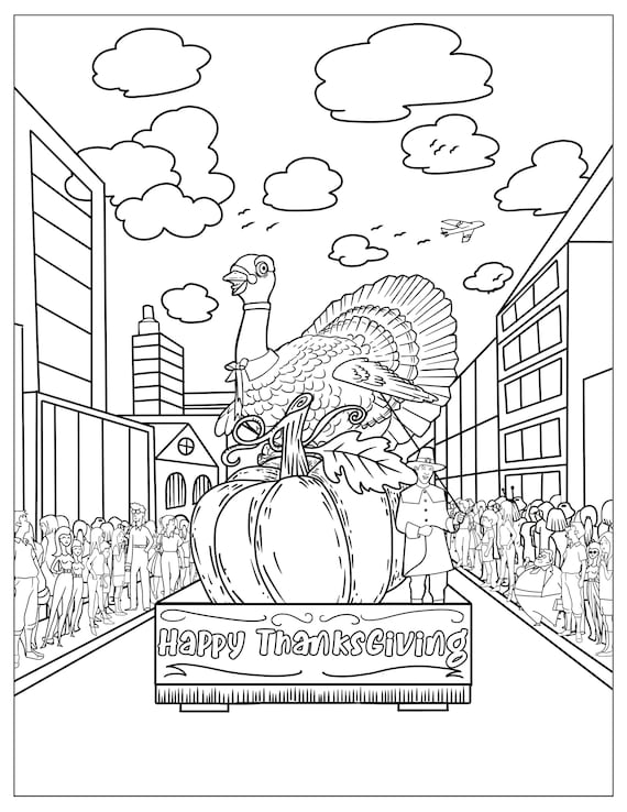 Thanksgiving Parade Coloring Pages for Adults 20 Printable - Etsy