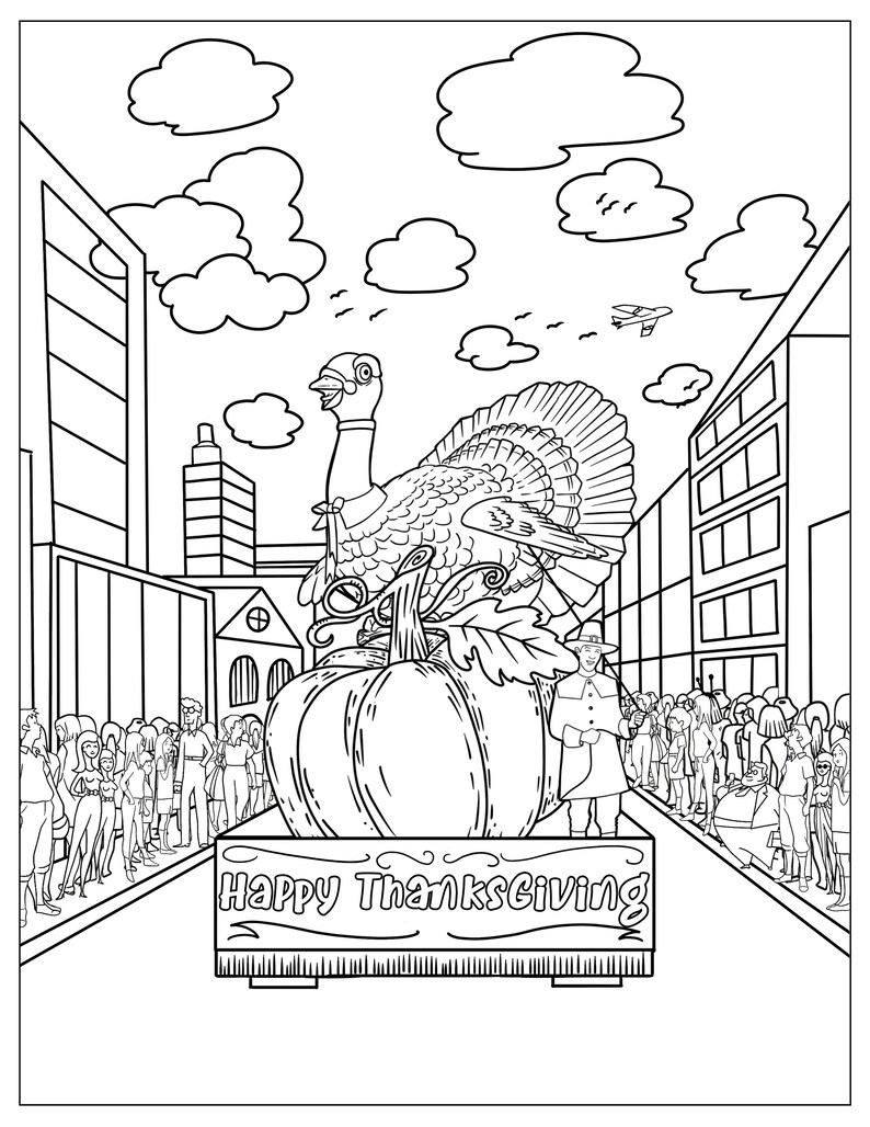 Thanksgiving Parade, Coloring Pages for Adults, 20 Printable Coloring ...