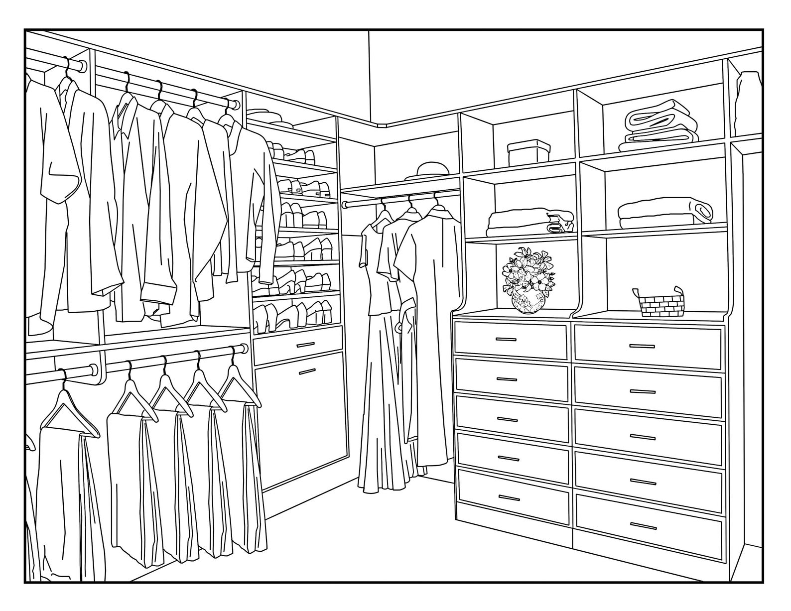 Closet (around the House), Coloring Pages for Adults, 1 Printable ...
