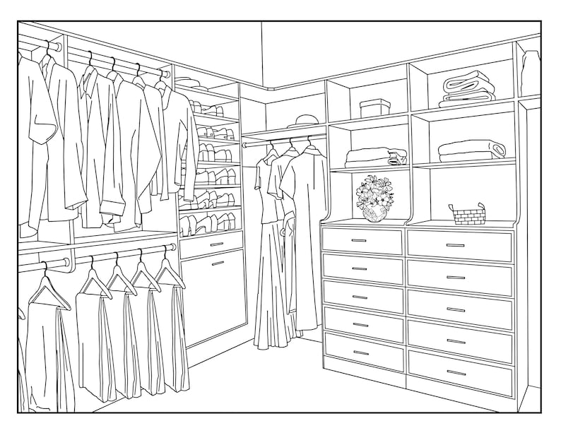 Closet Wardrobe Coloring Page Pages Sketch Coloring Page