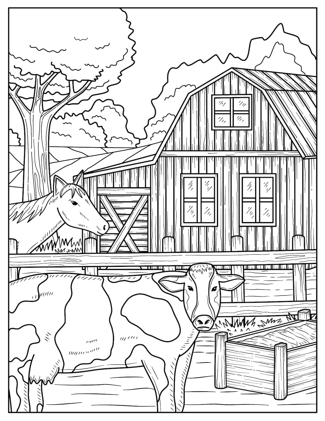 On the Farm-part I, Coloring Pages for Adults, 22 Printable Coloring ...