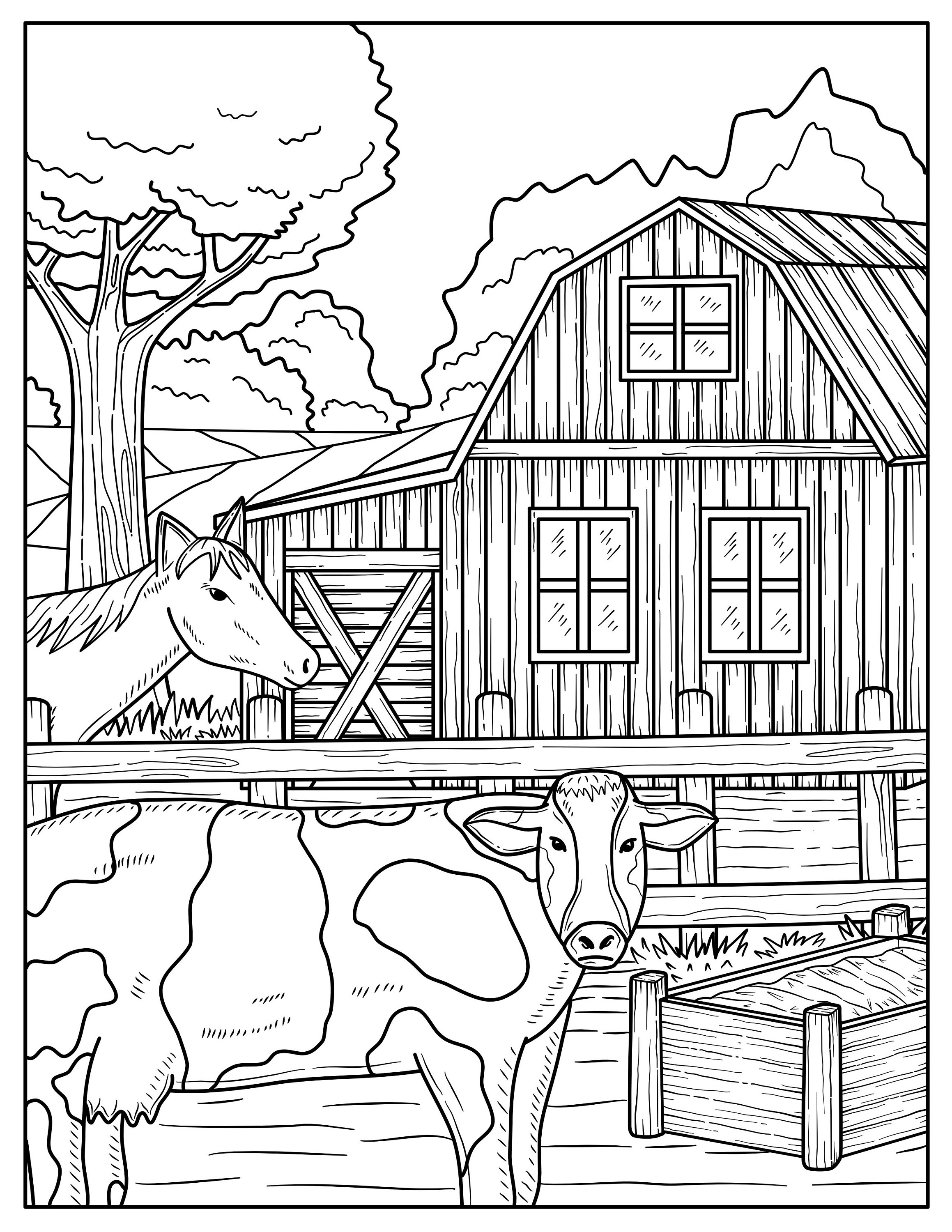 On the Farm-part I, Coloring Pages for Adults, 22 Printable Coloring ...